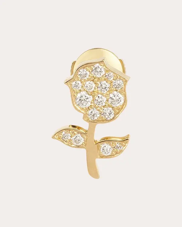 MYSTERYJOY Rose Antique 18k And Lab-grown Diamond Single Earring - Gold
