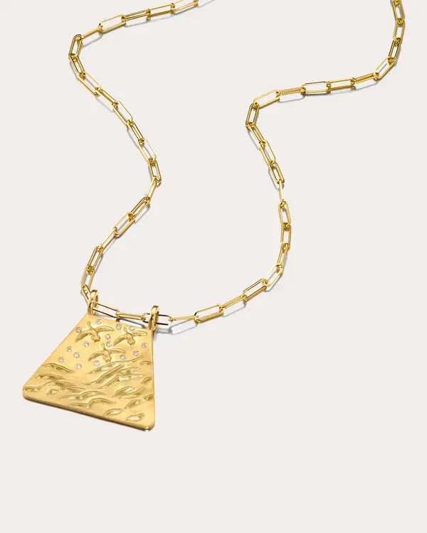 ELIZABETH MOORE Diamond And 18k Swan Motif Pendant Necklace
