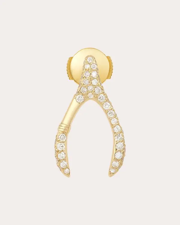 MYSTERYJOY Small Wishbone 18k And Lab-grown Diamond Single Earring - Gold