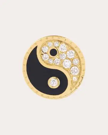 MYSTERYJOY Diamond And 18k Yin Yang Stud Earring - Gold