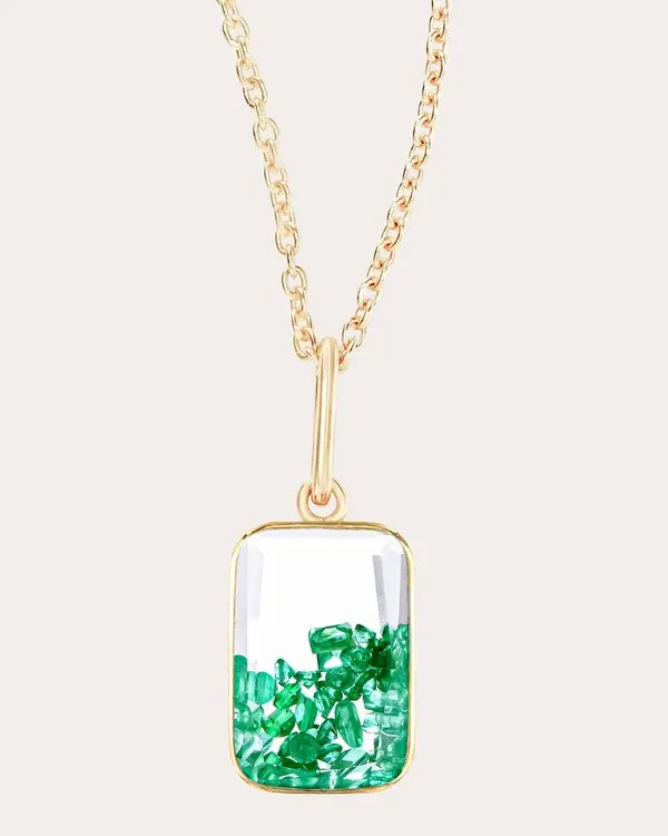 Moritz Glik Ten Fourteen Emerald Shaker Pendant Necklace - Green