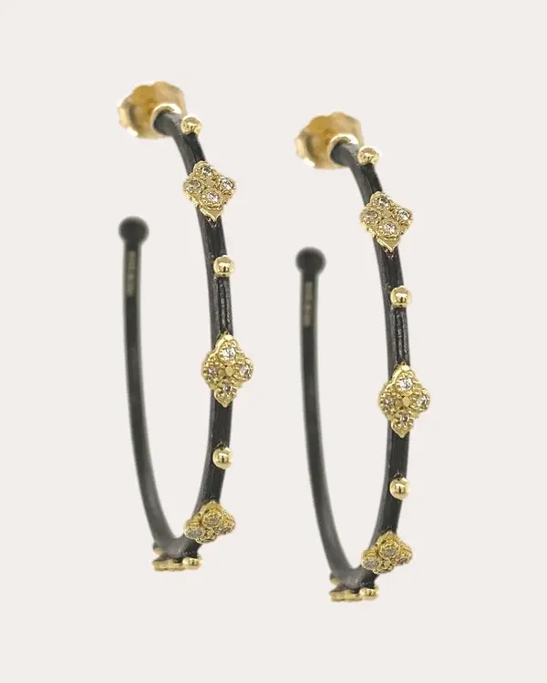 Armenta Diamond And Blackened Crivelli Hoop Earrings - Silver