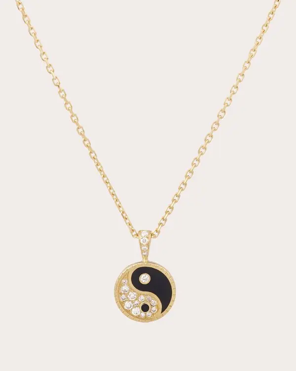 MYSTERYJOY Small Yin Yang 18k Enamel And Lab-grown Diamond Pendant Necklace - Gold