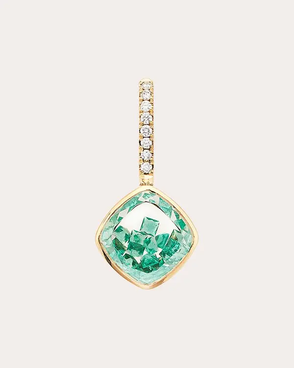 Moritz Glik Naipe 18k Gold Emerald And Diamond Shaker Pendant - Green