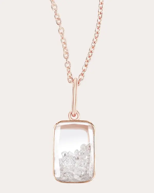 Moritz Glik Diamond Petite Ten Fourteen Shaker Pendant Necklace - Pink