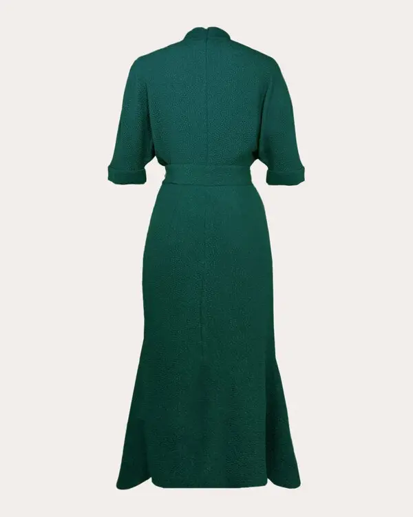 EDELINE LEE Pandora Jacquard Belted Midi Dress - Green