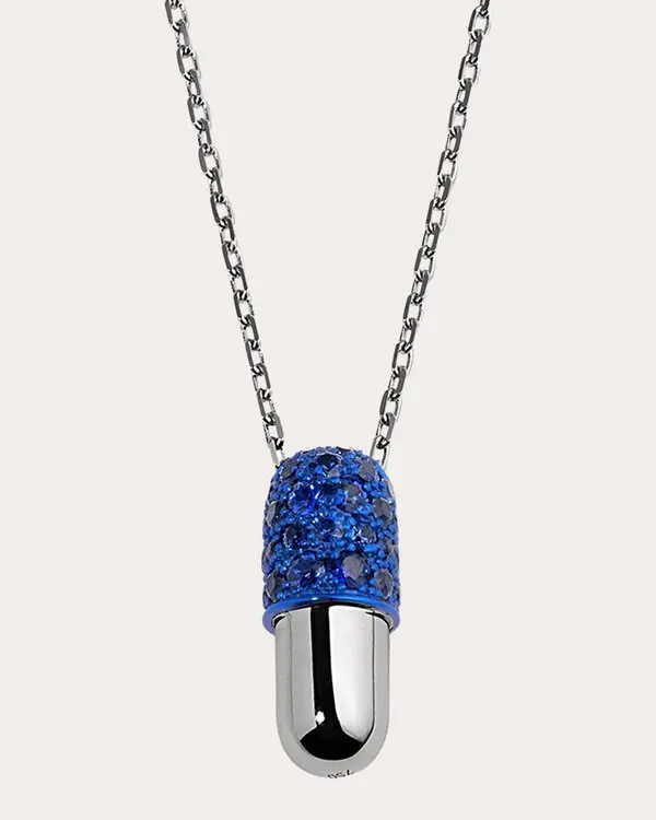 ELIOR Sapphire And 18k White Gold Pill Pendant Necklace - Blue