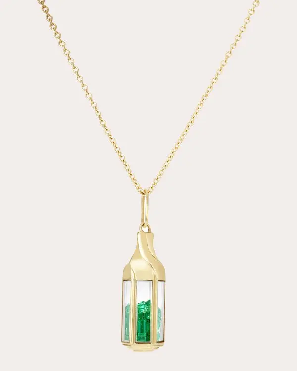 Moritz Glik Farol 18k Gold Crystal And Emerald Shaker Pendant Necklace - Green
