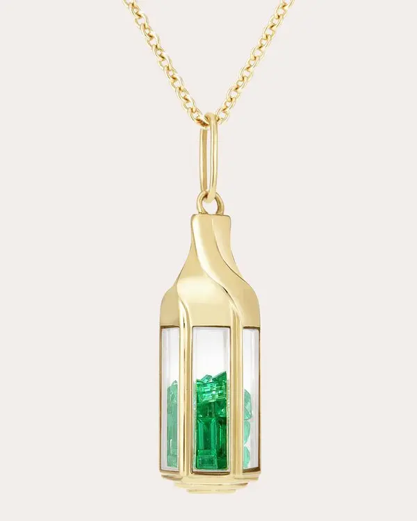 Moritz Glik Emerald And 18k Gold Farol Shaker Pendant Necklace