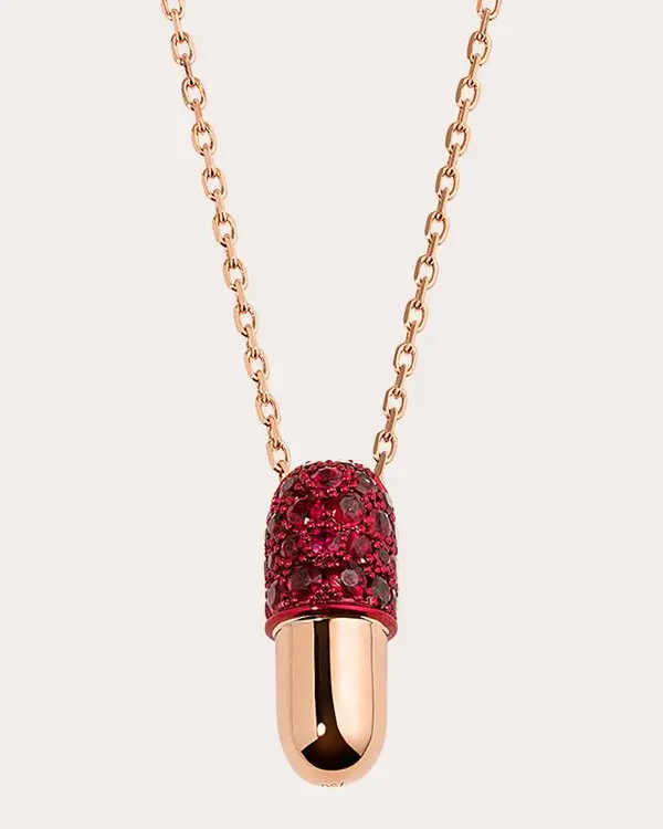 ELIOR Ruby And 18k Rose Gold Pill Pendant Necklace - Red