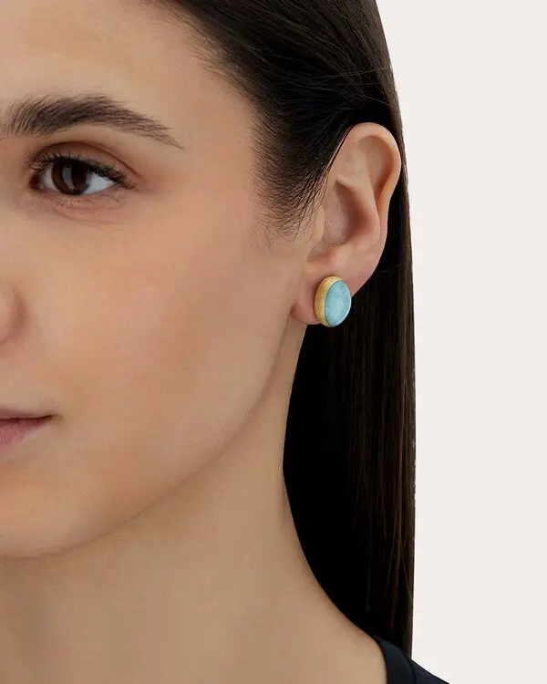 NANIS ITALIAN JEWELS Amazonite & 18k Gold Boules Stud Earrings