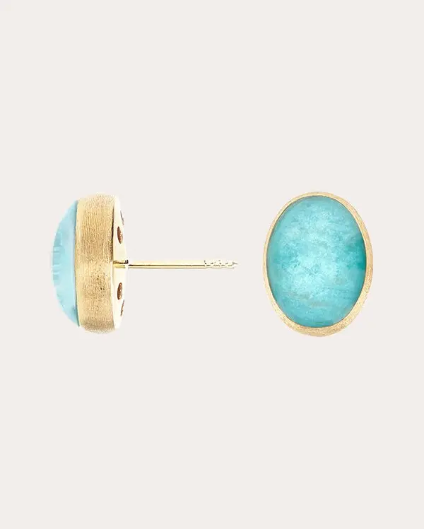 NANIS ITALIAN JEWELS Amazonite & 18k Gold Boules Stud Earrings