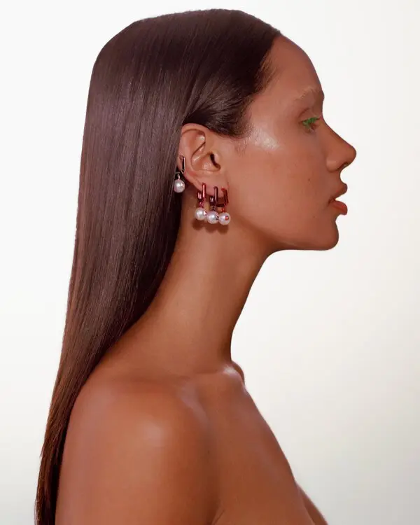 EERA Pearl & Diamond Mini Octagon Hoop Earring