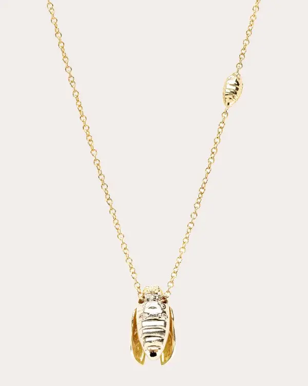 BIBI VAN DER VELDEN Opal And Diamond Scarab Fly Wings Pendant Necklace