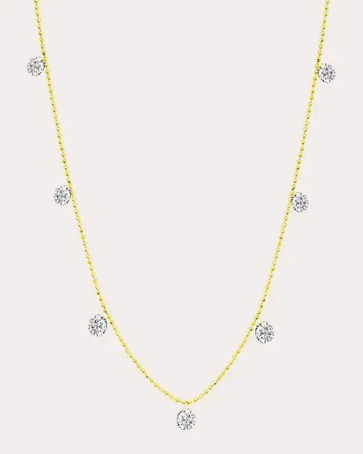 GRAZIELA Small Floating Diamond Necklace - Gold