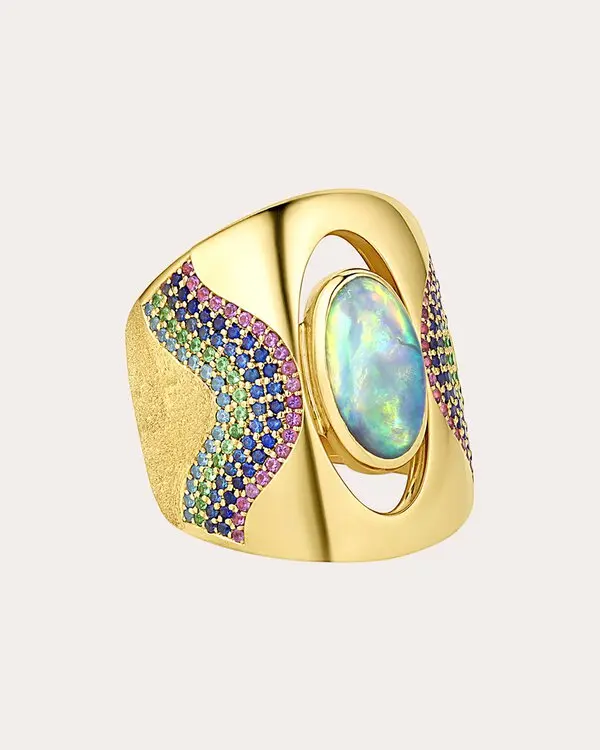 JENNIFER DEMORO Color Wave 18k Gold Multi-stone Mood Ring - Multicolor