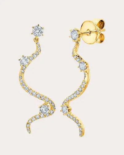 GRAZIELA Mega Swirl 18k Gold Diamond Earrings - Silver