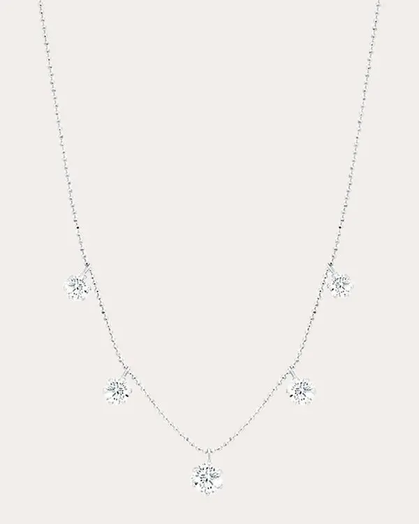 GRAZIELA Floating Diamond Necklace - Silver