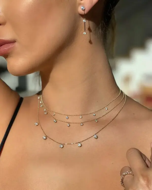 GRAZIELA Diamond And 18k White Gold Floating Station Necklace
