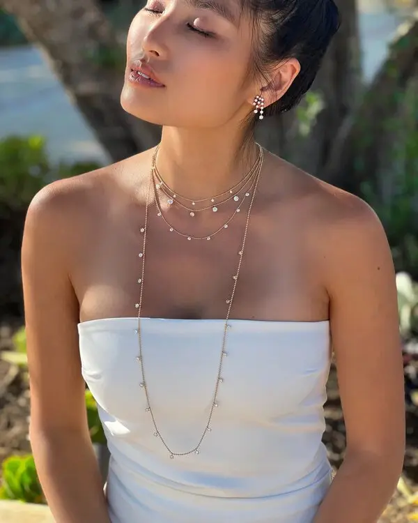 GRAZIELA Diamond And 18k White Gold Floating Station Necklace