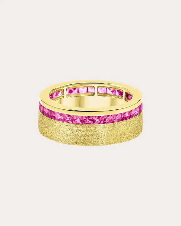 JENNIFER DEMORO Solara 18k Gold Sapphire Band Ring - Pink