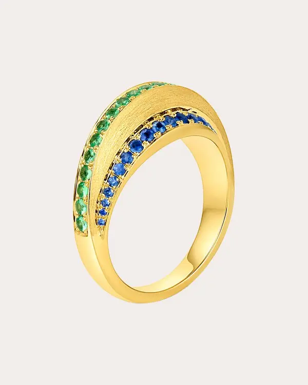JENNIFER DEMORO Color Wave 18k Gold Tsavorite And Sapphire Ring - Blue/green