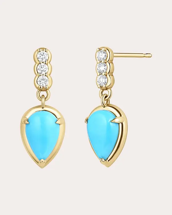 PARKFORD Turquoise And Diamond 14k Gold Drop Earrings - Blue