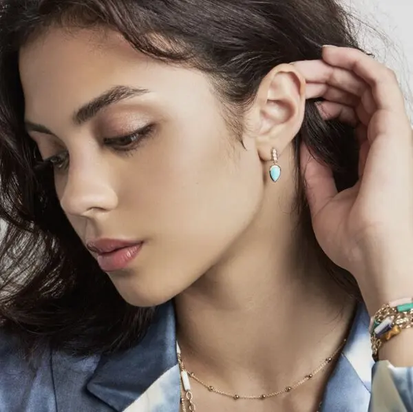 PARKFORD Turquoise And Diamond 14k Gold Drop Earrings