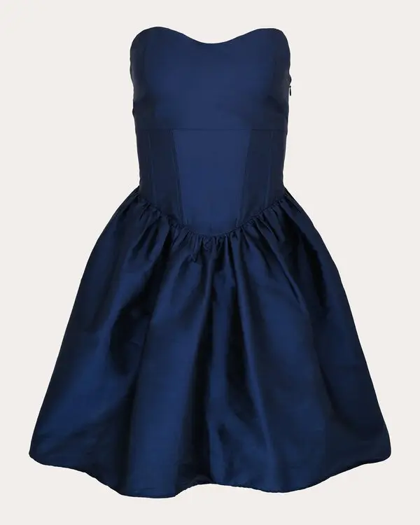 Azeeza Naina Gathered Taffeta Strapless Mini Dress - Blue