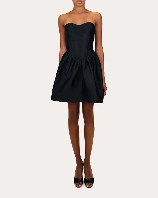 Azeeza Naina Gathered Taffeta Strapless Mini Dress