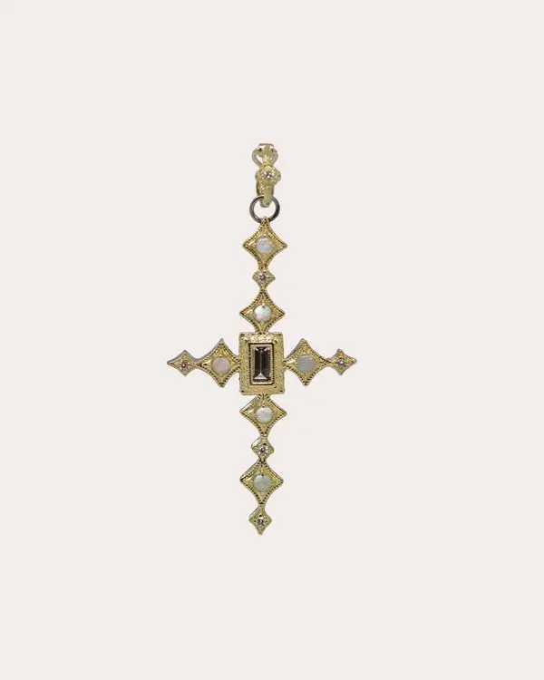 Armenta 18k Sterling Silver Opal, Morganite, And Diamond Cross Pendant - Gold