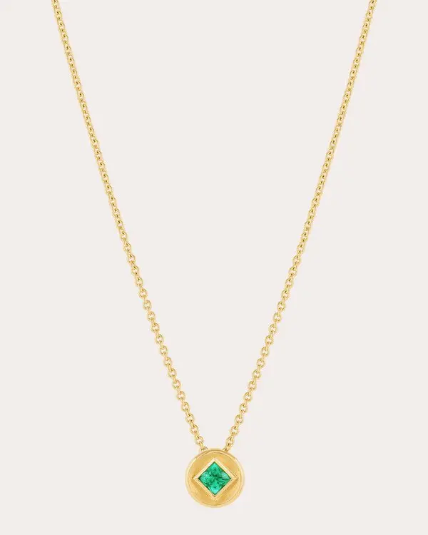 JENNIFER DEMORO 18k Gold Pendant Necklace - Emerald