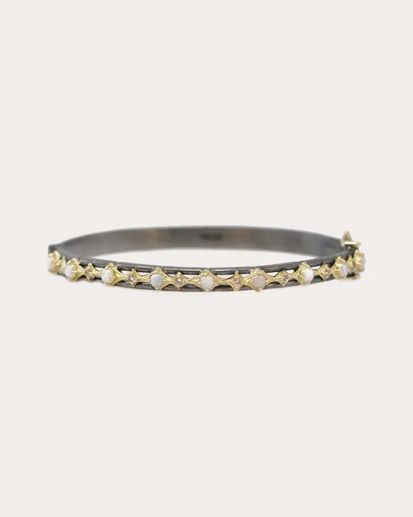 Armenta Morganite & Opal Blackened Two-tone Crivelli Bangle - Silver