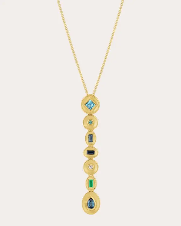JENNIFER DEMORO Stardust 18k Gold Multi-stone Pendant Necklace - Blue