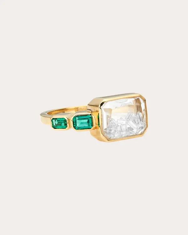 Moritz Glik Emerald And Diamond 18k Gold Bala Shaker Ring - Green