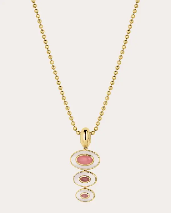 JENNIFER DEMORO Solara 18k Gold Mother Of Pearl And Opal Pendant Necklace - Pink