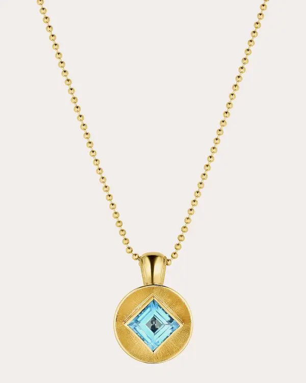 JENNIFER DEMORO Jumbo Stardust 18k Gold Topaz Pendant Necklace - Blue