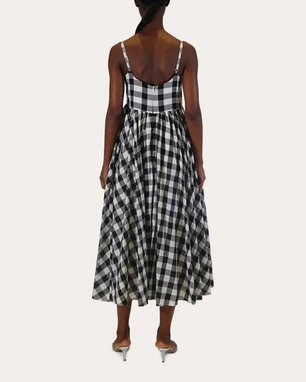 Azeeza Rachel Gingham Cotton Midi Dress - Black/white Gingham