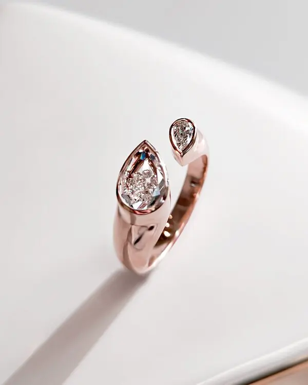 Moritz Glik Diamond And 18k Rose Gold Shaker Ring