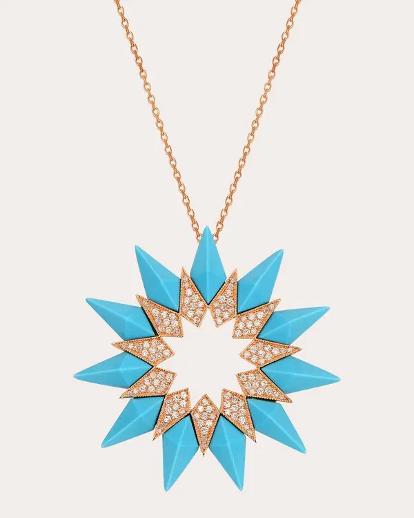 TERZIHAN Nord 18k Rose Gold, Turquoise And Diamond Pendant Necklace - Blue
