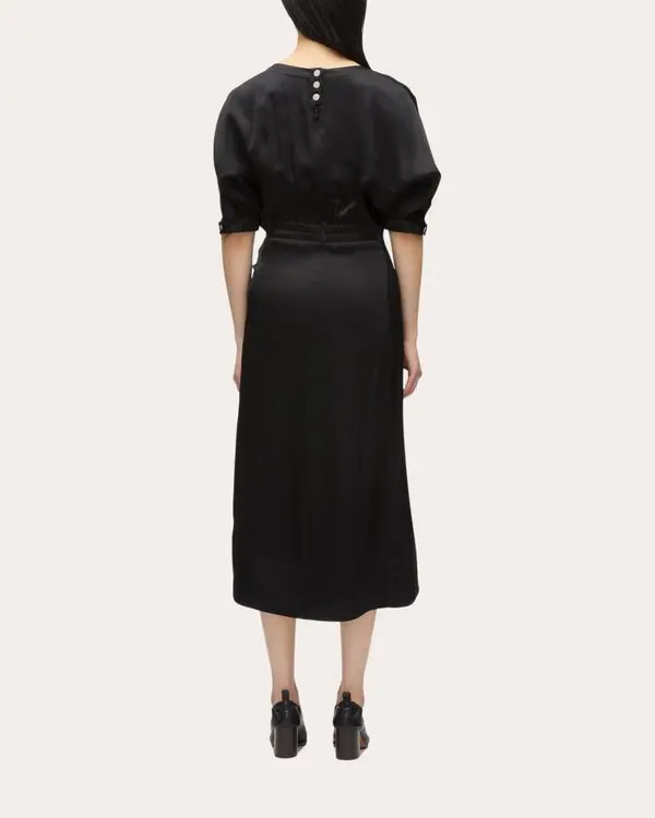 3.1 Phillip Lim Fluid Satin Knotted Drape Midi Dress