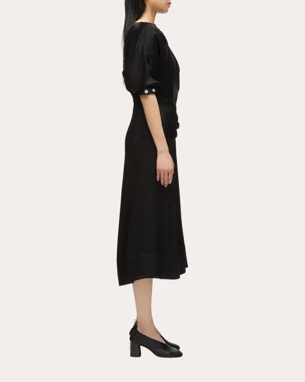 3.1 Phillip Lim Fluid Satin Knotted Drape Midi Dress