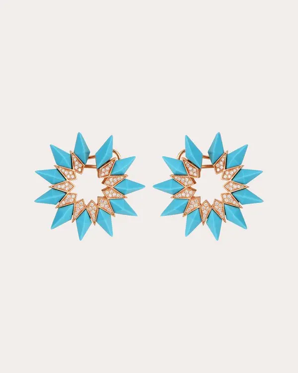 TERZIHAN Nord 18k Gold, Turquoise And Diamond Stud Earrings - Blue
