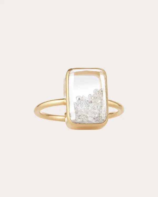 Moritz Glik Petite Ten Fourteen 18k Crystal And Diamond Shaker Ring - Gold