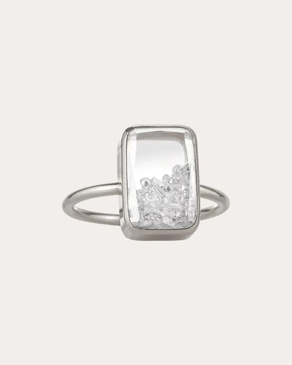 Moritz Glik Petite Ten Fourteen Crystal And Diamond Shaker Ring - White