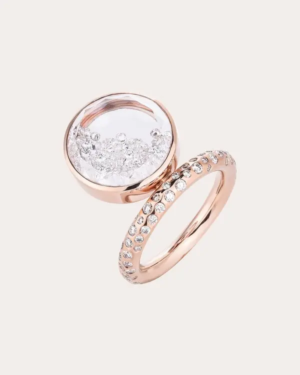 Moritz Glik Bambole 18k Rose Gold, Crystal, And Diamond Pavé Shaker Ring - Pink