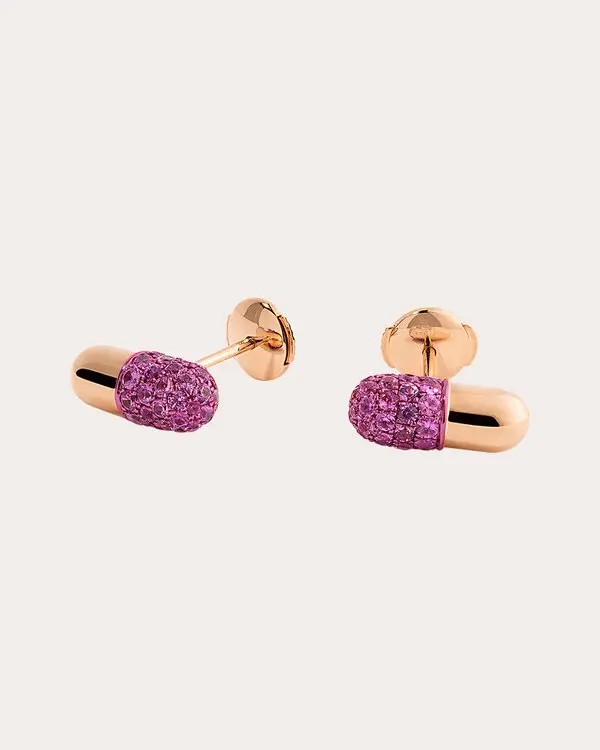ELIOR Sapphire And 18k Rose Gold Pill Stud Earrings - Pink