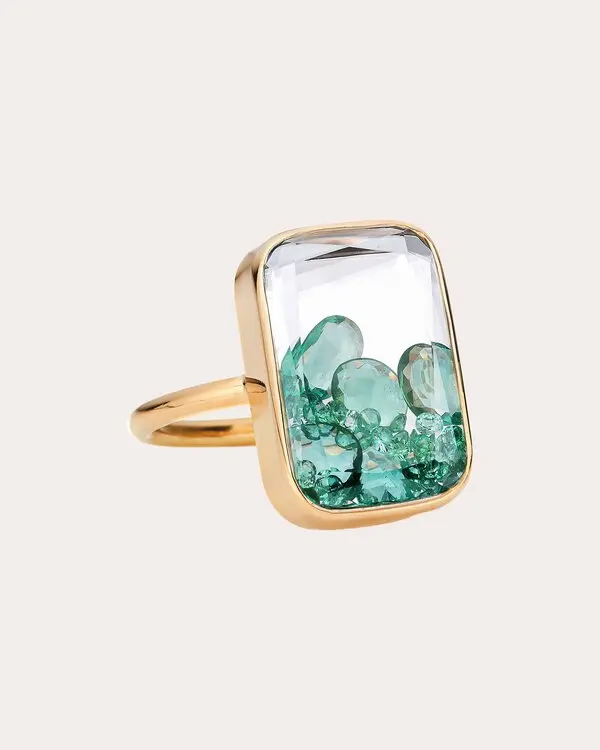 Moritz Glik Ten Fourteen 18k Crystal, And Emerald Shaker Ring - Gold