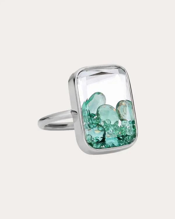 Moritz Glik Ten Fourteen 18k Crystal, And Emerald Shaker Ring - White