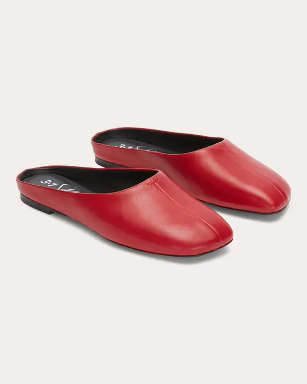 3.1 Phillip Lim Id Leather Flat Mule - Red